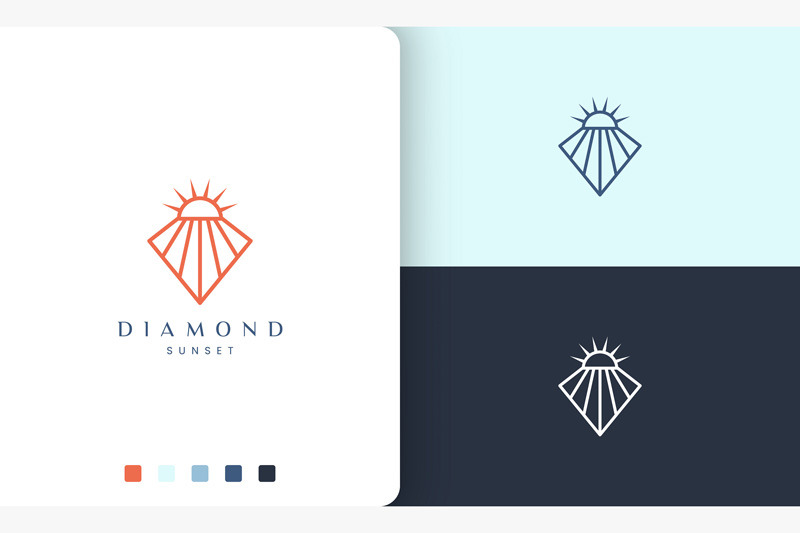 Diamond Sun Logo Simple Línea Mono #190438 - TemplateMonster