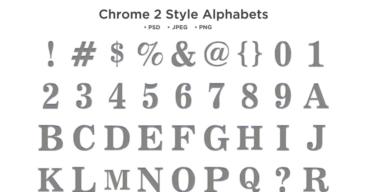 Alfabeto de estilo cromado, tipografía Abc - TemplateMonster