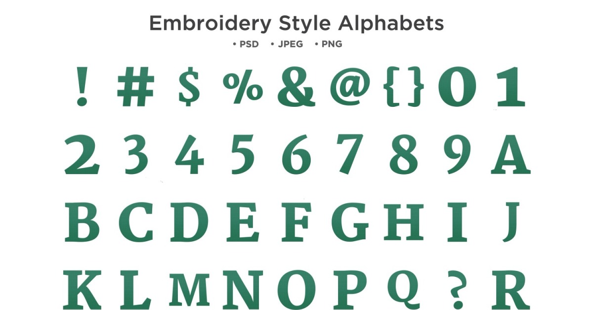 Alphabet de style de broderie, typographie abc