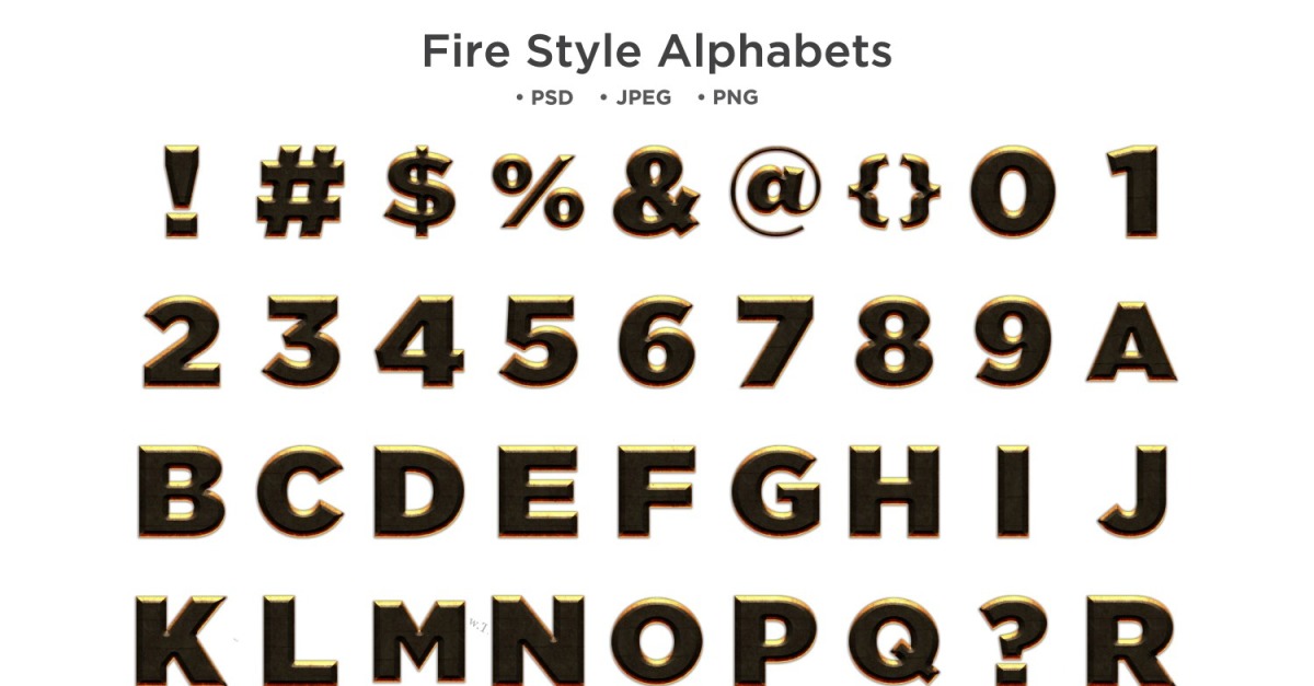 Alphabet de style feu, typographie abc - TemplateMonster