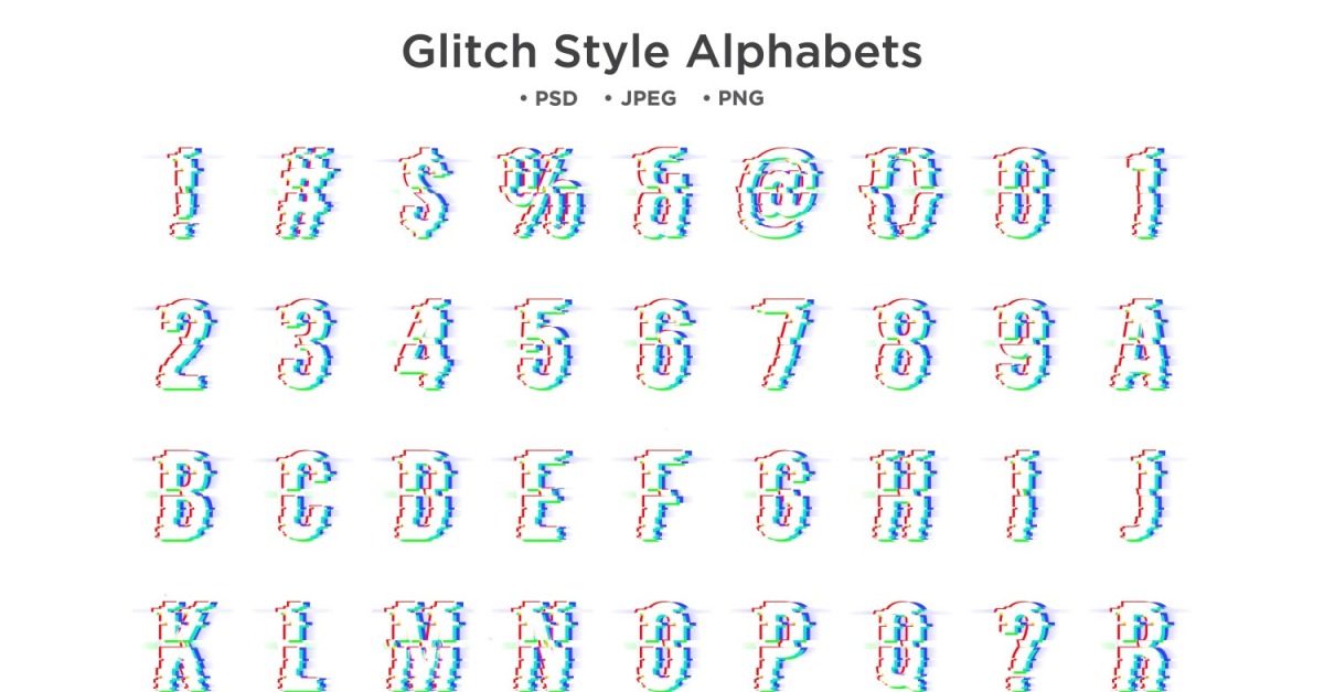 Glitch Style Alphabet, Abc Typography - TemplateMonster