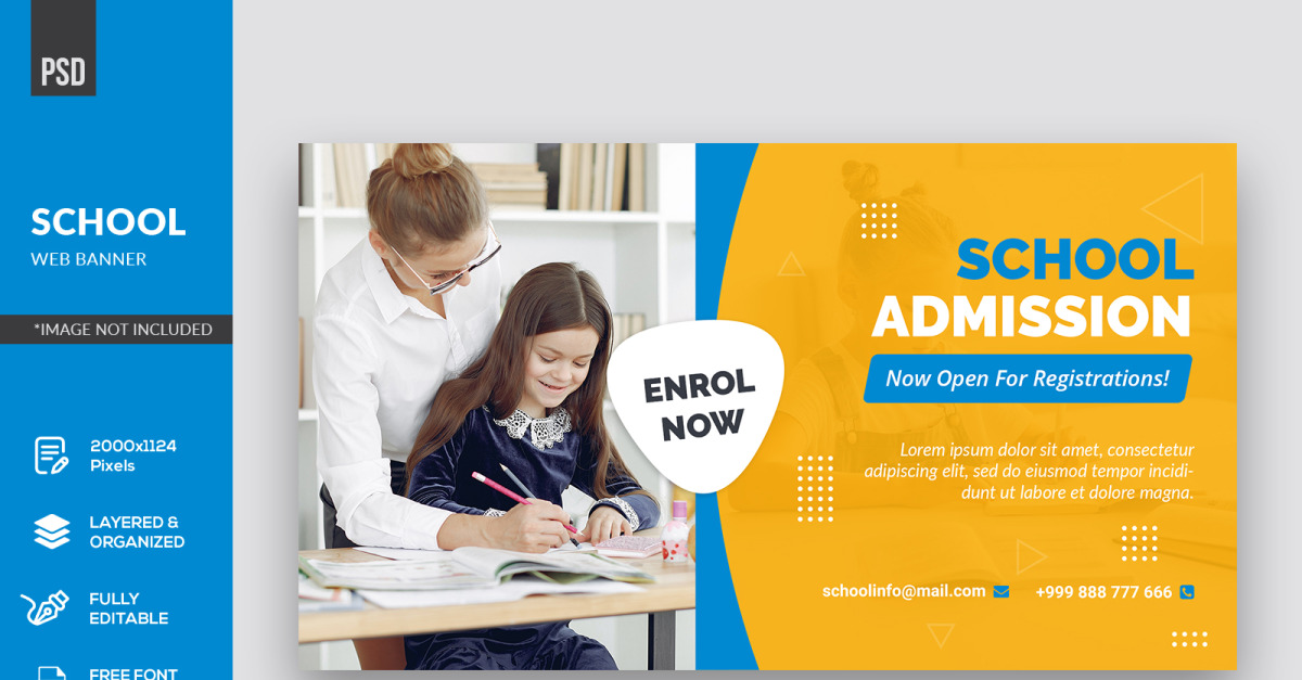 School Registration Web Banner Corporate Identity Template