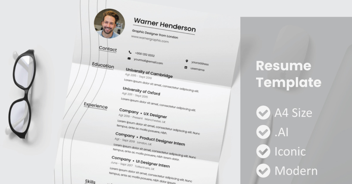 Minimaline Resume Printable Template - TemplateMonster