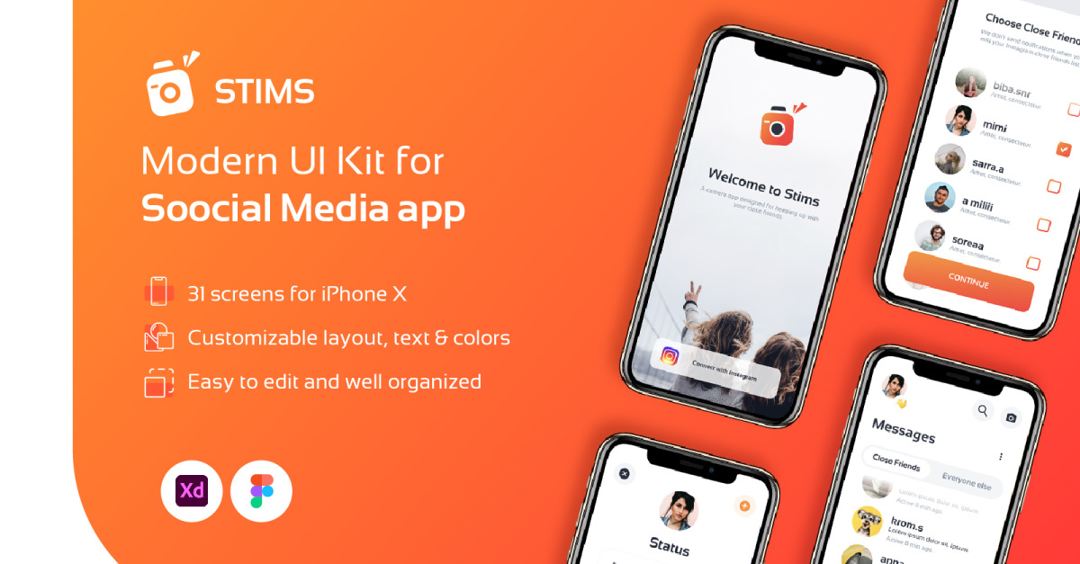 Social UI Kit Design - STIMS UI Elements - TemplateMonster