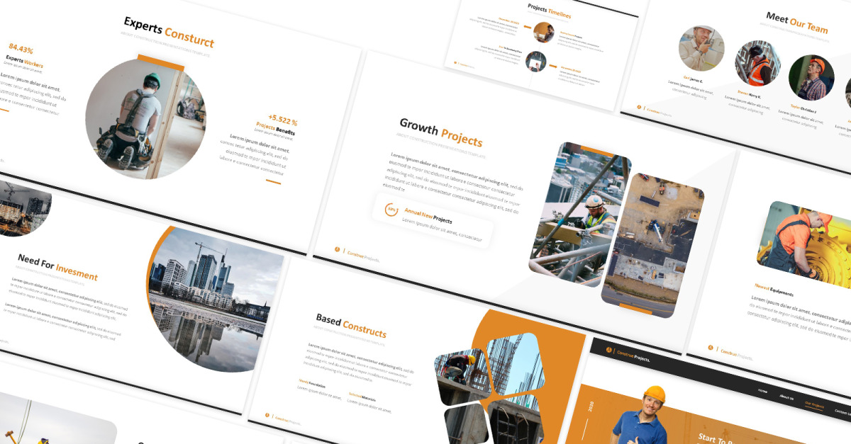 Construe Projects Google Slides Template - TemplateMonster