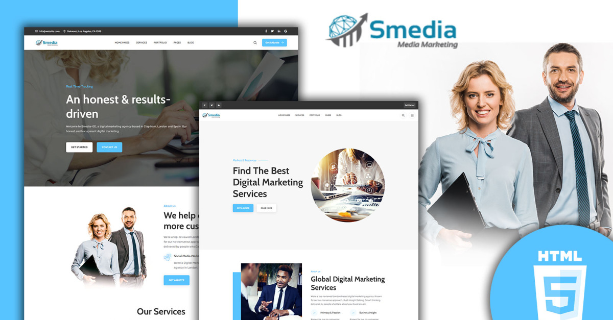 Modello di sito Web HTML5 di Smedia Media Agency