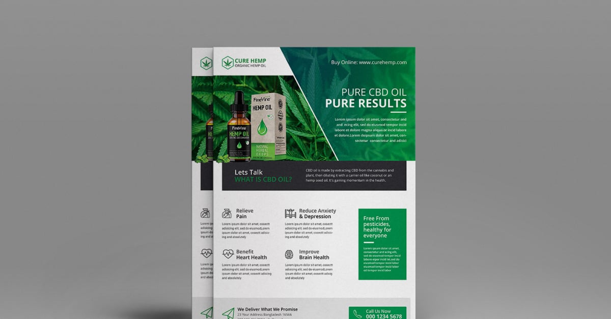 Hemp CBD Product Flyer template #191727 - TemplateMonster