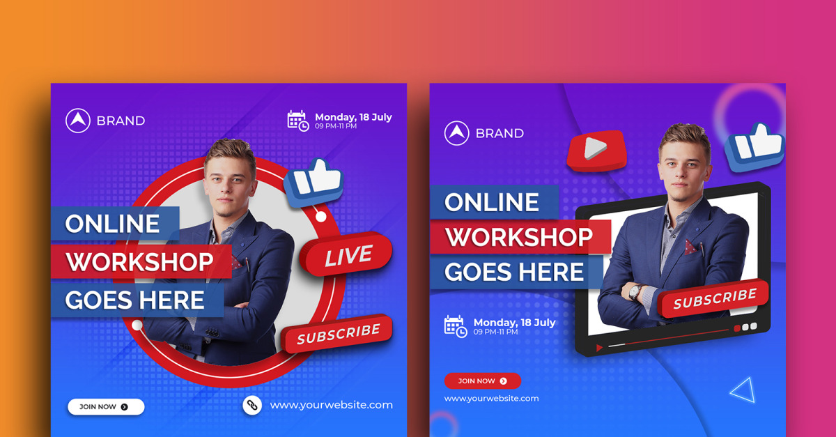 Live Streaming Workshop Instagram Post Social Media Post template