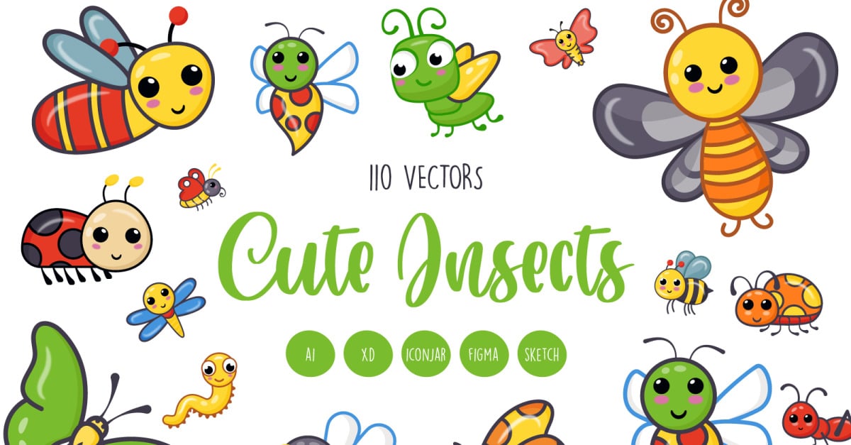 110 Cute Insect Vectors Iconset template - TemplateMonster