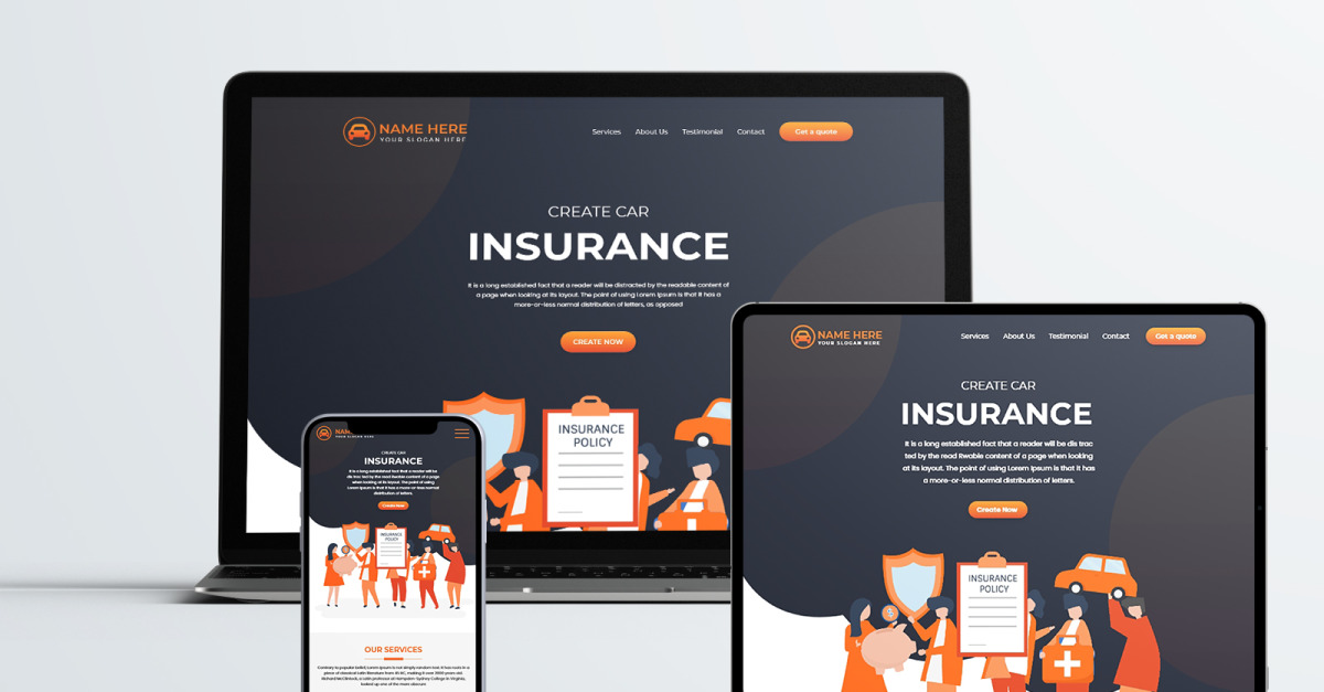 Insu – Car Insurance One Page UI Elements - TemplateMonster