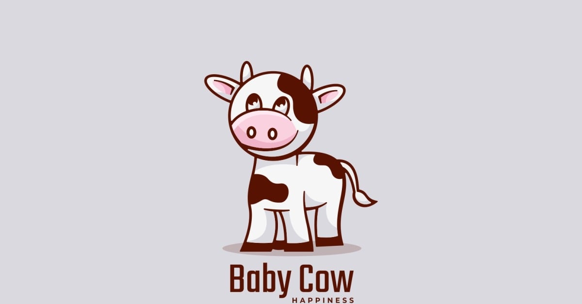 Baby Cow Simple Mascot Logo #192696 - TemplateMonster