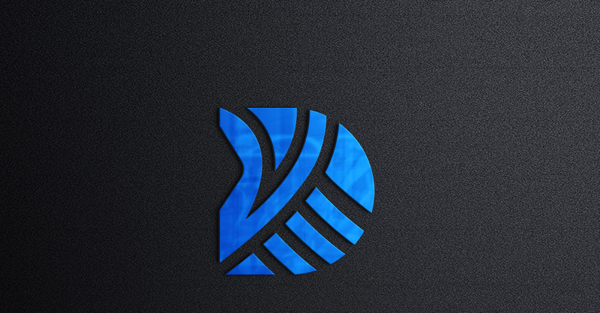 Embossed Blue Sign Logo Mockup on Black Wall