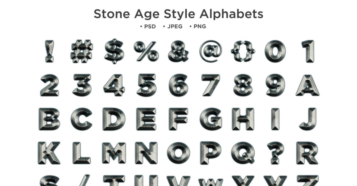 Stone Age Style Alphabet, Abc Typography - TemplateMonster