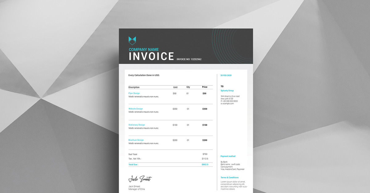 Jack Invoice Corporate Identity Template - TemplateMonster