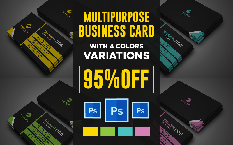 Multipurpose Business Card | With 4 Colors Variations - Corporate ...
