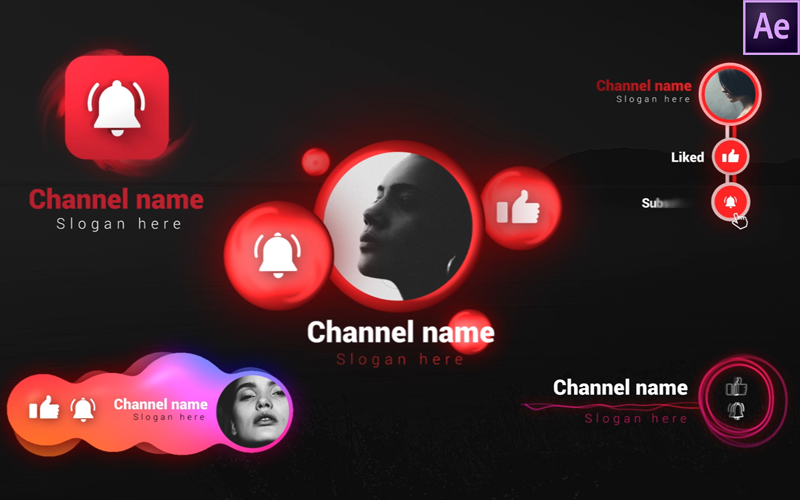 Youtube Creative Subscribe Elements - After Effects Text Template