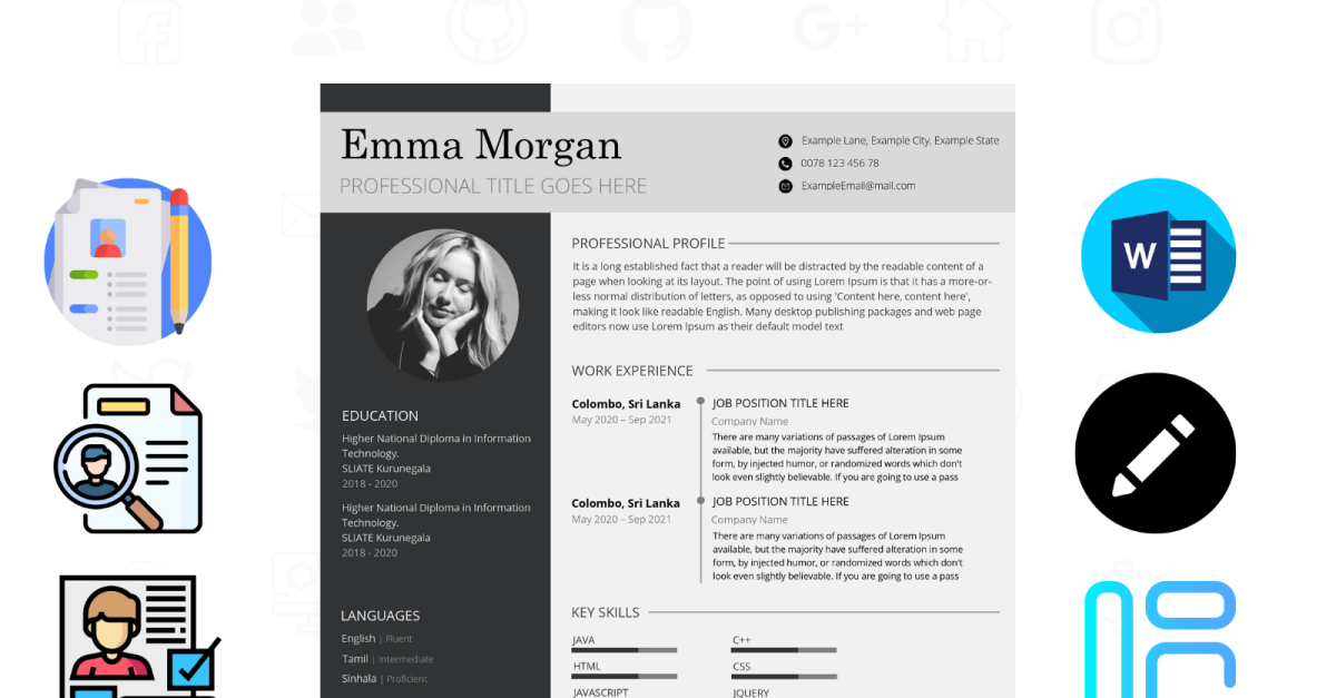 Black Gray Resume Template #194504 - TemplateMonster