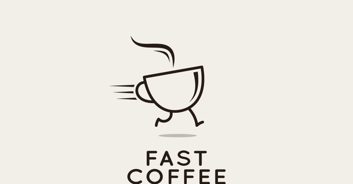 Fast Coffee Logo. Running Coffee Cup. - TemplateMonster