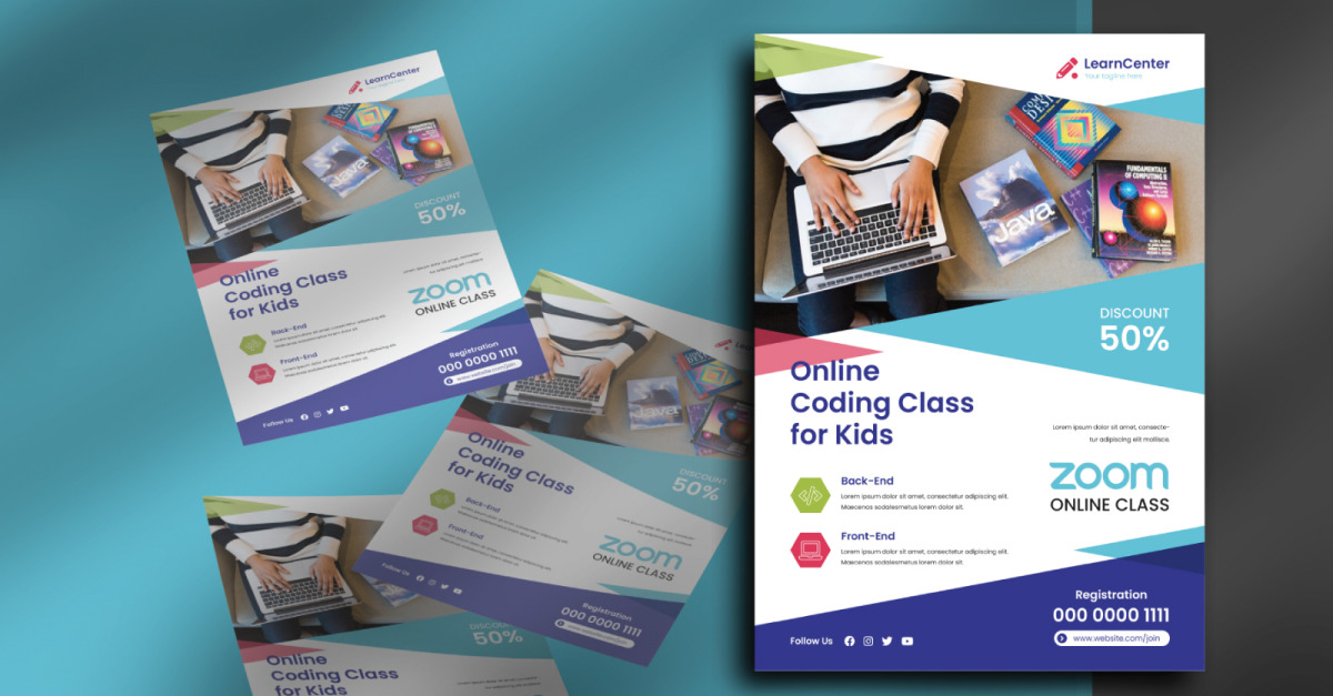 Online Coding Class For Kids Flyer Corporate Identity Template