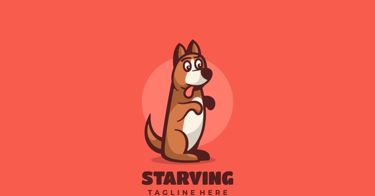 Starving Dog Mascot Cartoon Logo #195531 - TemplateMonster