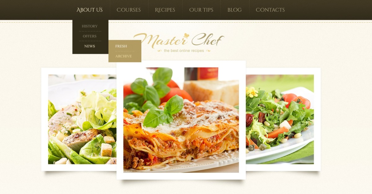 Free Beige Cooking WordPress Theme #196063 - TemplateMonster