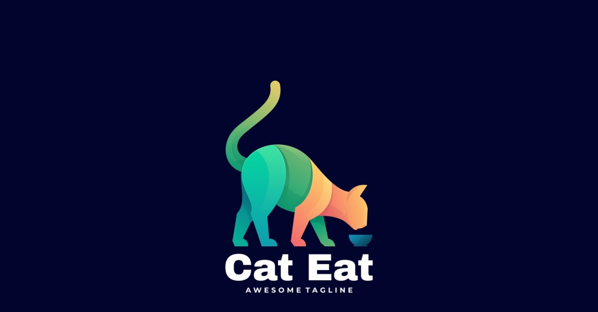 Cat Eat Colorful Logo Template #196472 - TemplateMonster
