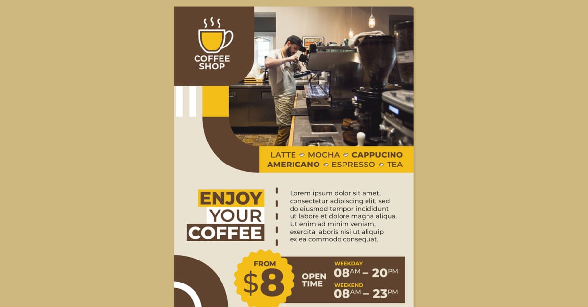 Coffee Shop Poster #01 Print Template - TemplateMonster