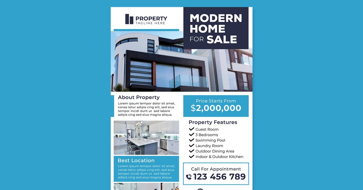 Modern huis te koop Poster #01 Afdruksjabloon