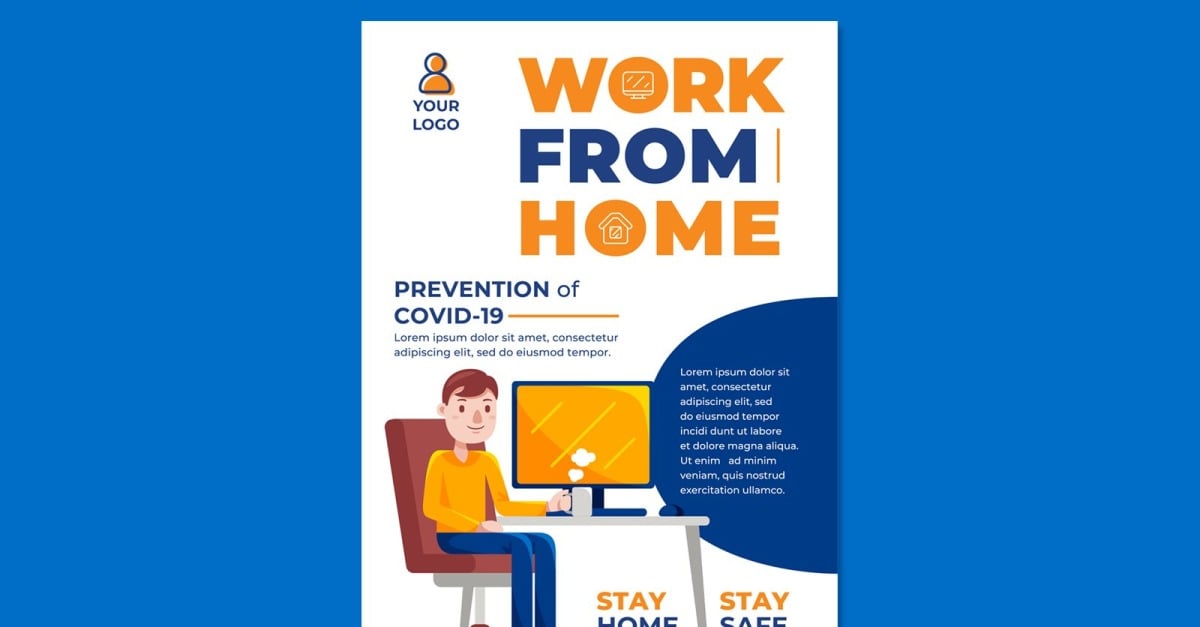 Work From Home Poster #01 Print Template - TemplateMonster