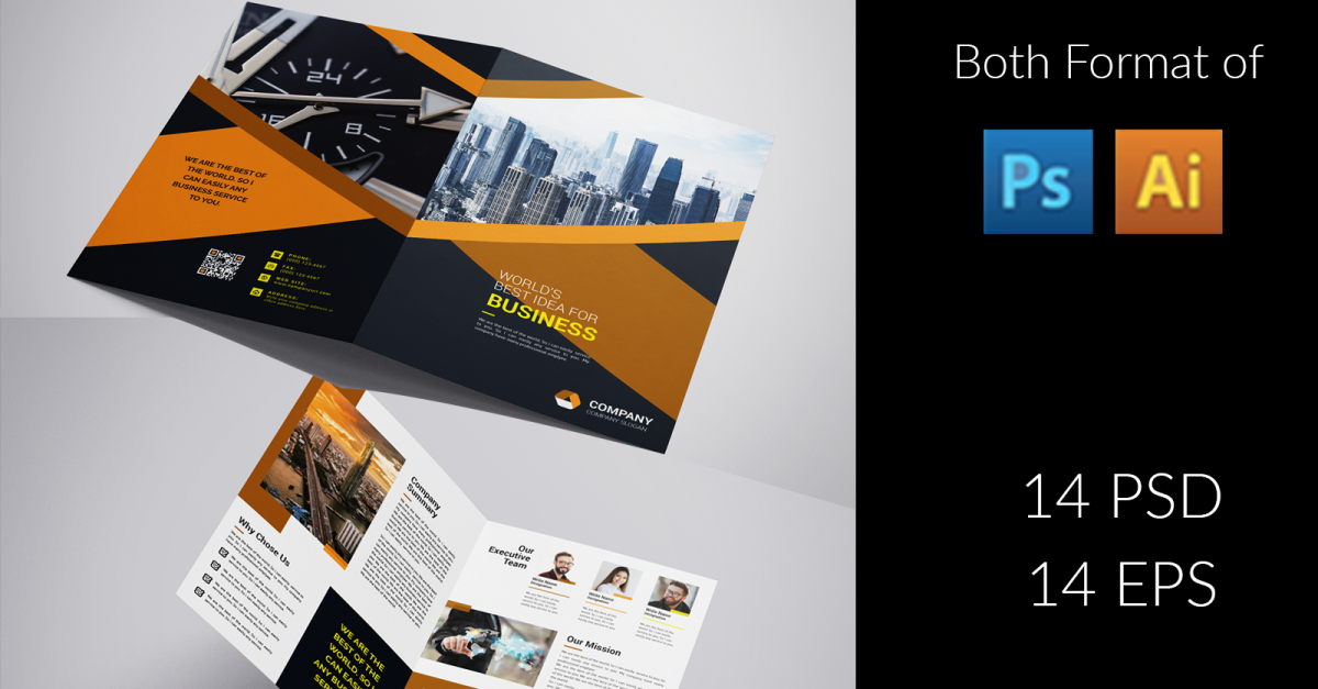 Company project Profile Bi-Fold Brochure - TemplateMonster