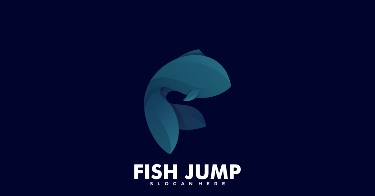 Fish Jump Gradient Logo Style #197540 - TemplateMonster