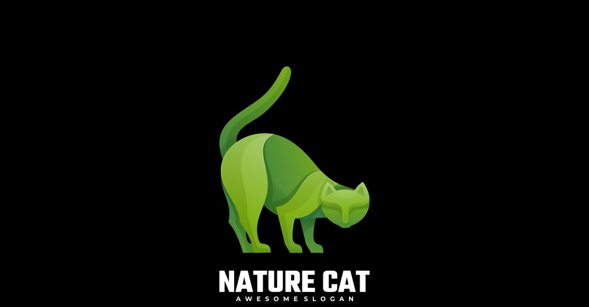 Nature Cat Gradient Logo Style #197542 - TemplateMonster