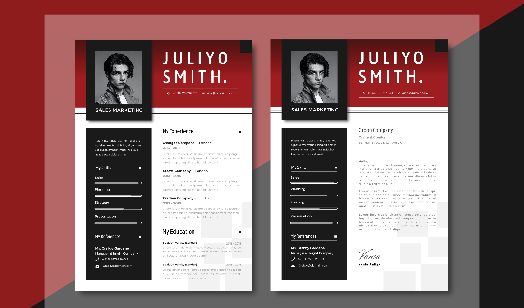 The Red Dark Resume Template #197777 - TemplateMonster