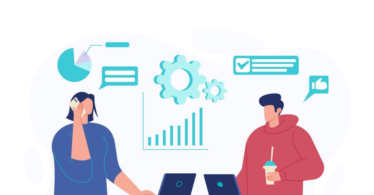 Corporate Office Employee Working Vector Illustration Concept