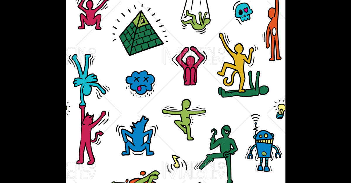 Crazy Cartoon Pattern Vector Illustration - TemplateMonster