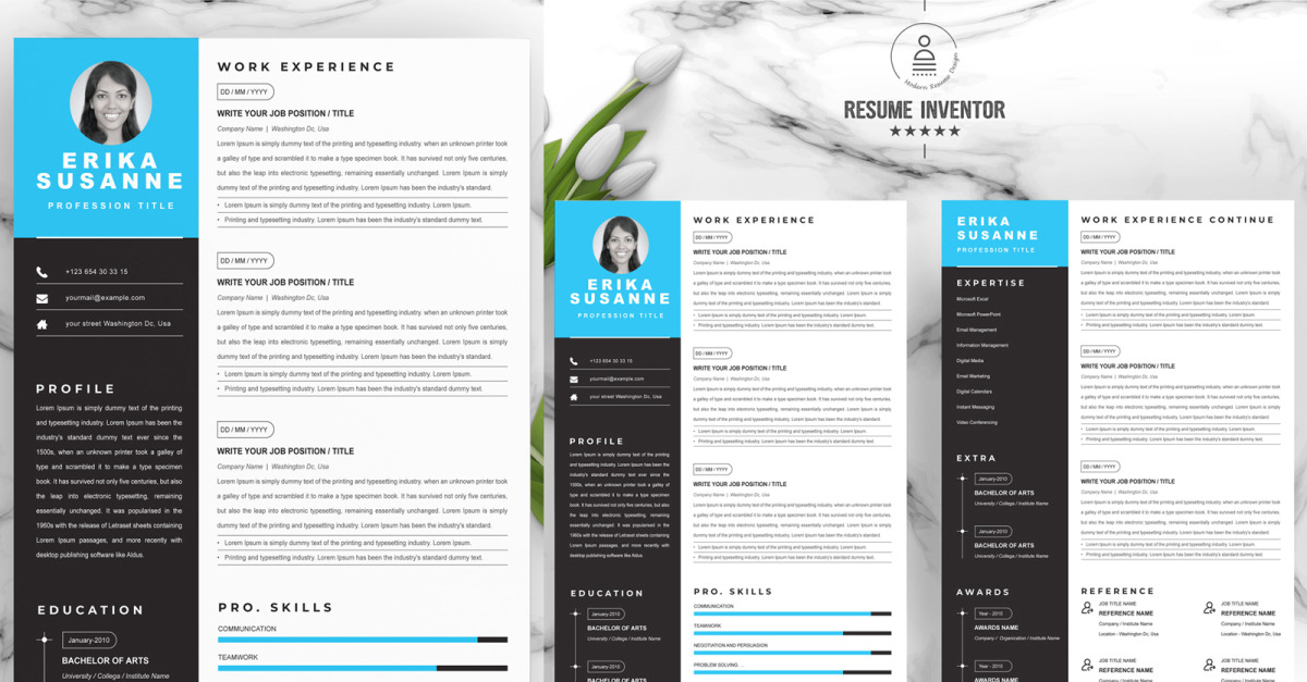Susanne / Resume Template #198808 - TemplateMonster