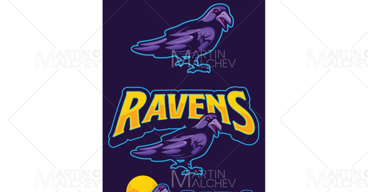 Ravens Team Mascot Vector Illustration - TemplateMonster