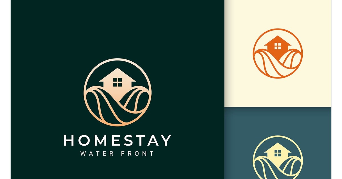 Luxury Resort Ocean Wave Logo Template - TemplateMonster