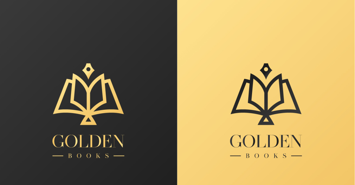 Golden Book Logo Icon Design Concept - TemplateMonster