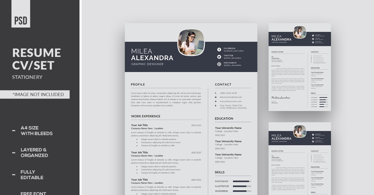 Minimalist Özgeçmiş CV/Set Kurumsal Kimlik Şablonu