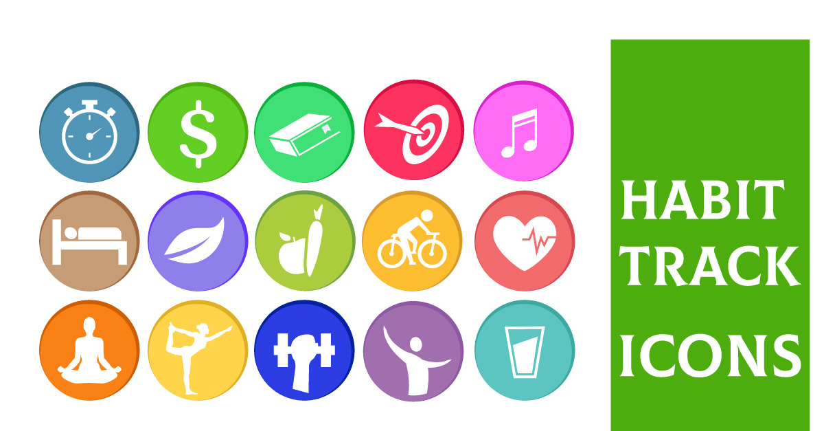 Habit Tracker Icons Template #200334 - TemplateMonster