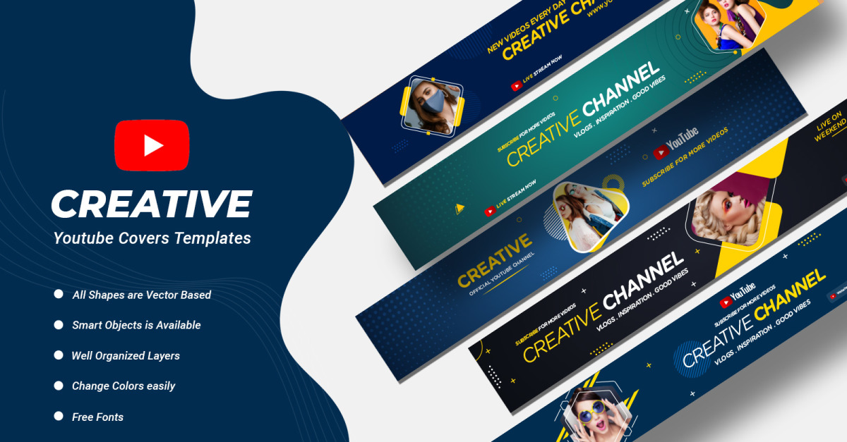 Creative Youtube Cover Templates #201288 - TemplateMonster