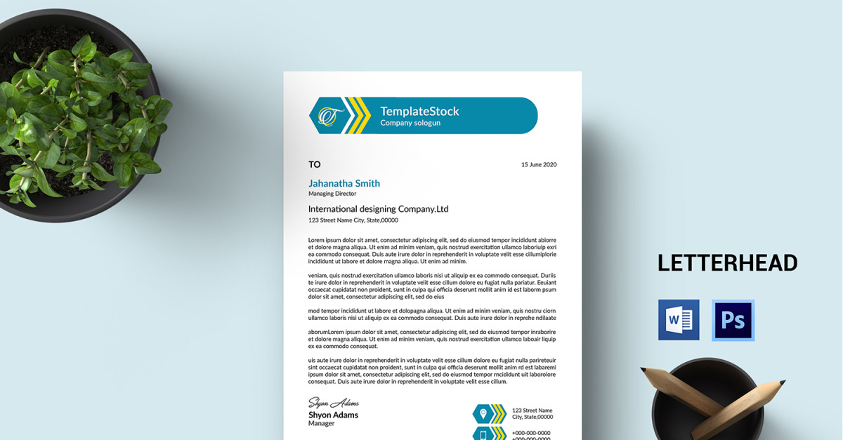 Adam Letterhead Corporate Identity Template - TemplateMonster