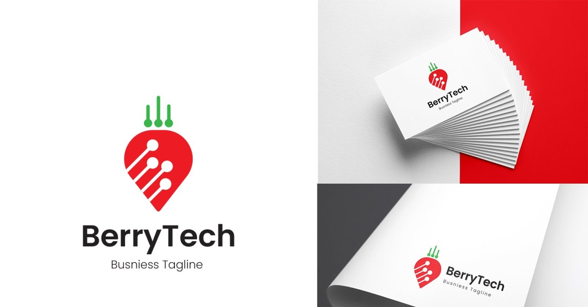 Çilek Teknolojisi Logo Tasarım Şablonu - TemplateMonster