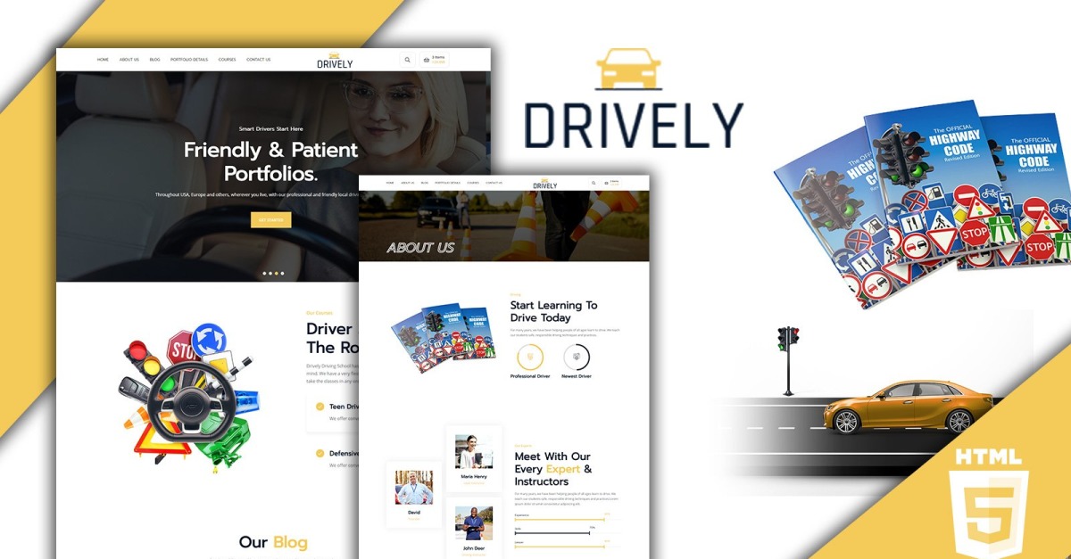Plantilla de sitio web de Drively Driving School HTML5