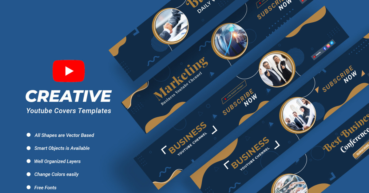 Creative Youtube Cover Template #202326 - TemplateMonster