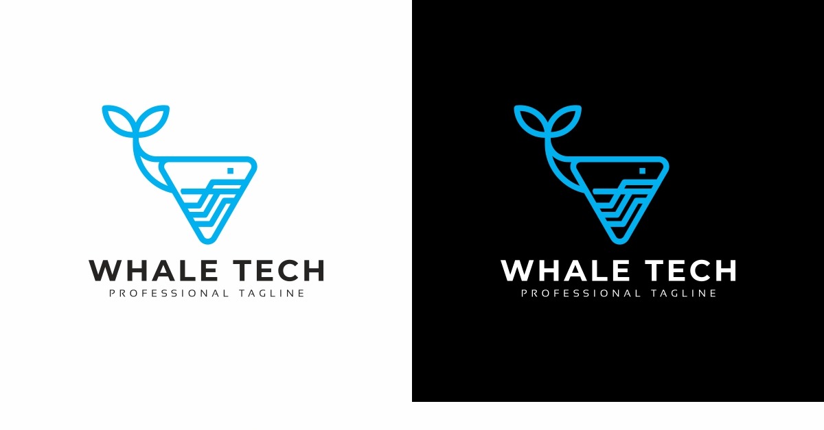 Modelo de logotipo do Whale Tech Sea - TemplateMonster