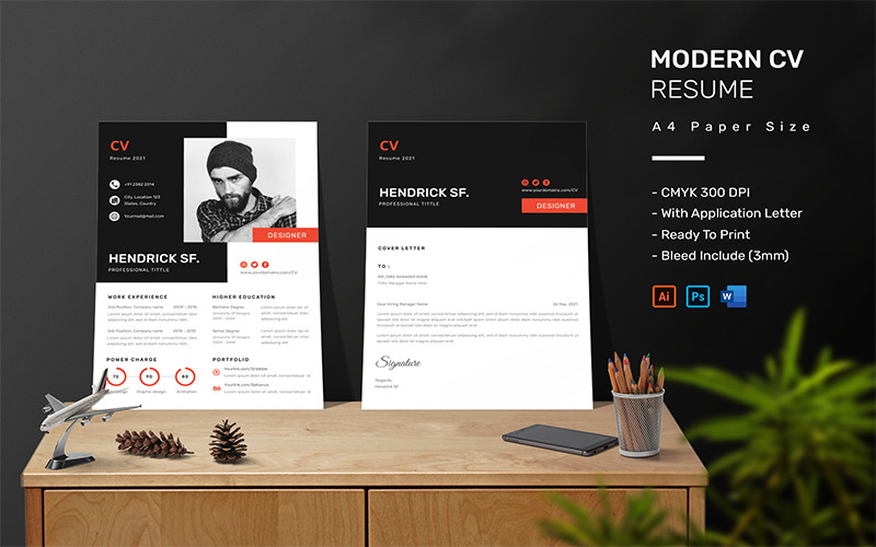 Hendrick SF - CV Resume Template #202763 - TemplateMonster