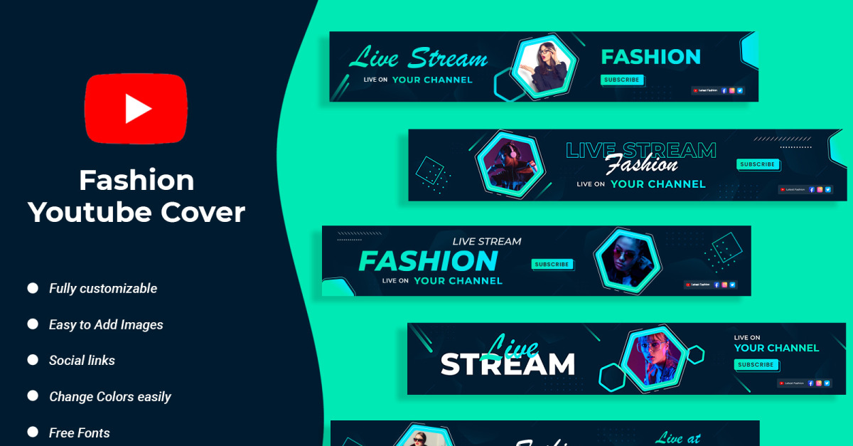 Modelos de capa para Youtube #202717 - TemplateMonster