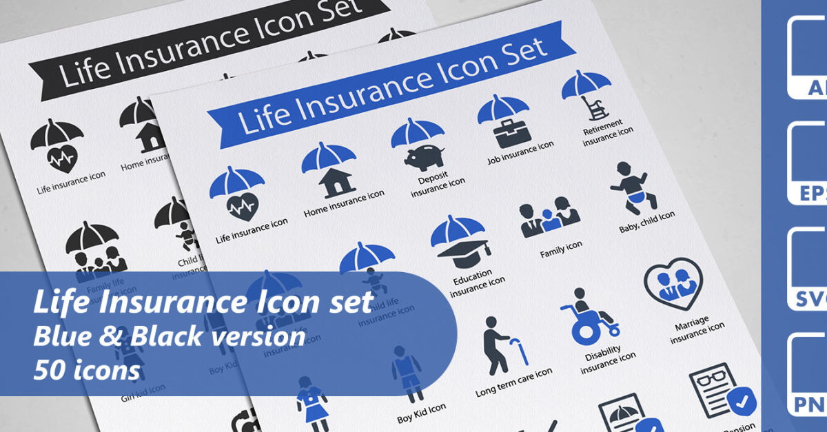 Life Insurance Icon Set Template #202893 - TemplateMonster